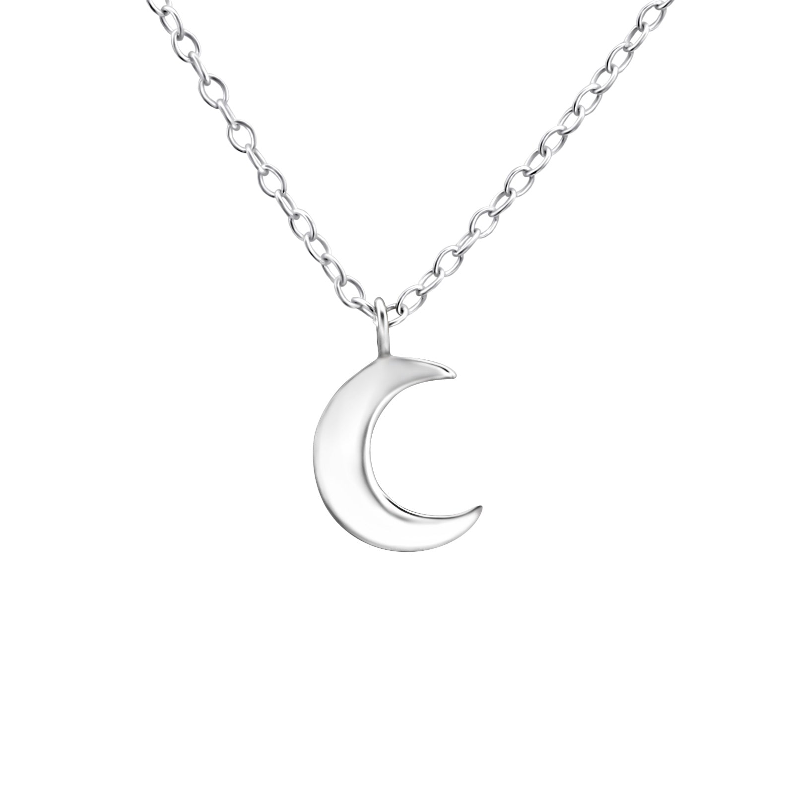 REAL Silver Plated Half Moon Necklace - Sterling Silver 45cm Chain – Oz ...